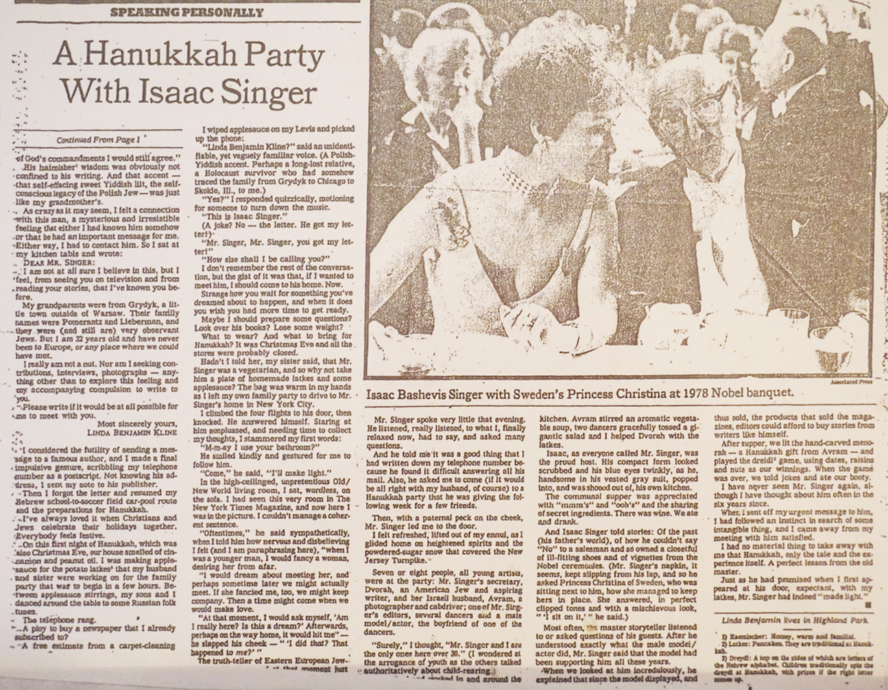 Part III: A Hanukkah Party With Isaac Singer – Epiphany in My Sixties